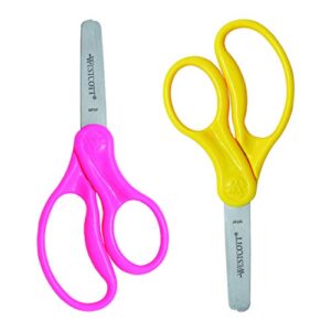 Westcott Scissors For Kids, 5" Blunt Safety Scissors, Assorted, 2 Count (Pack of 1) (13168)