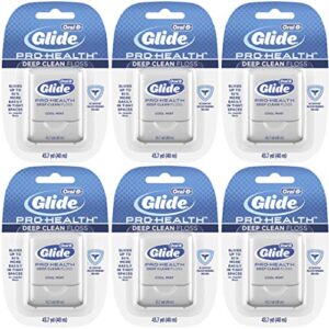 oral-b glide pro-health dental floss, deep clean, cool mint flavor, 40 m (pack of 6)