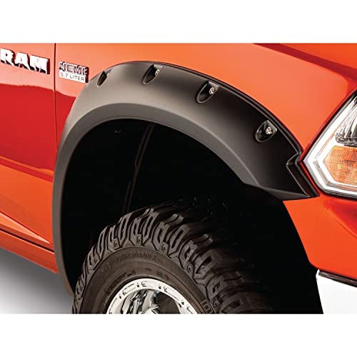 Bushwacker Pocket/Rivet Style Front Fender Flares | 2-Piece Set, Black, Smooth Finish | 50037-02 | Fits 2009-2018 Dodge Ram 1500; 2019-2022 Ram 1500 Classic (Excludes R/T & Rebel)