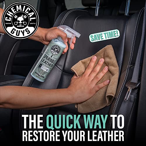 Chemical Guys SPI_103_16 Sprayable Leather Cleaner and Conditioner in One for Car Interiors, Apparel, and More (Works on Natural, Synthetic, Pleather, Faux Leather and More) Leather Scent, 16 fl oz