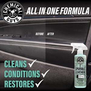 Chemical Guys SPI_103_16 Sprayable Leather Cleaner and Conditioner in One for Car Interiors, Apparel, and More (Works on Natural, Synthetic, Pleather, Faux Leather and More) Leather Scent, 16 fl oz