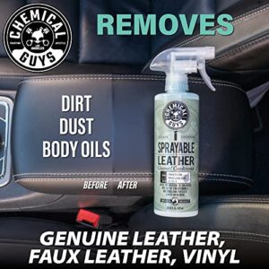 Chemical Guys SPI_103_16 Sprayable Leather Cleaner and Conditioner in One for Car Interiors, Apparel, and More (Works on Natural, Synthetic, Pleather, Faux Leather and More) Leather Scent, 16 fl oz