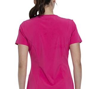 Dickies EDS Essentials Scrubs, V-Neck Womens Tops with Four-Way Stretch and Moisture Wicking DK615, M, Hot Pink