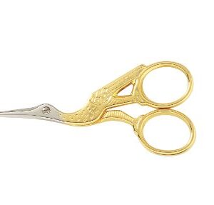 Gingher 01-005280 Stork Embroidery Scissors, 3.5 Inch, Gold