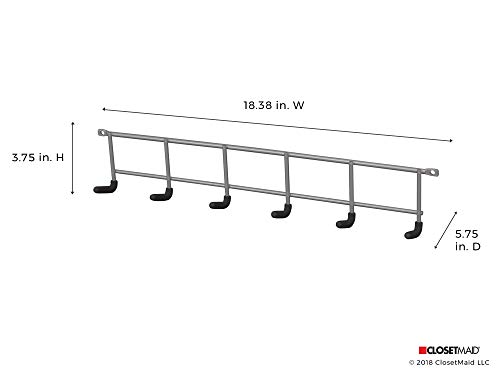 ClosetMaid Household Hang Up Wall Mounted Hook Rack, 5.8 x 18.4 x 3.8 inches, Silver