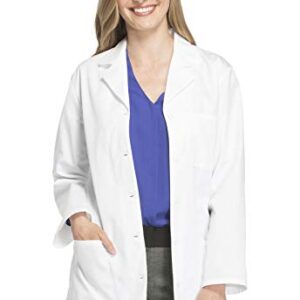 Cherokee Workwear womens Scrubs 32" Button Back Belt medical lab coats, White, Large US