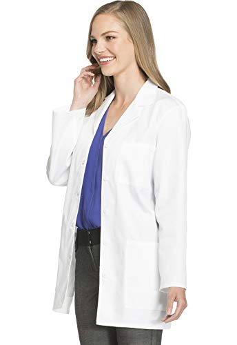 Cherokee Workwear womens Scrubs 32" Button Back Belt medical lab coats, White, Large US