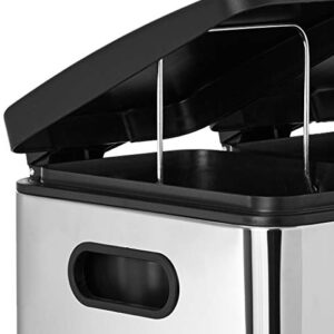 Organize It All Dual Compartment Step on Recycling Trash Can-Stainless Steel, 10-14 Gallons, Black