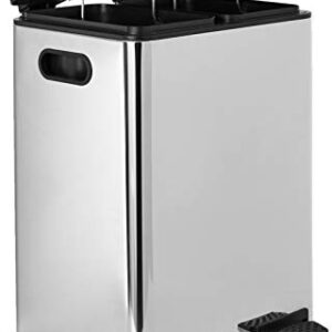 Organize It All Dual Compartment Step on Recycling Trash Can-Stainless Steel, 10-14 Gallons, Black