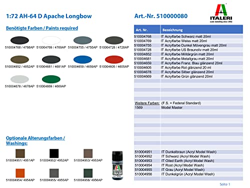 Italeri 0080S Ah-64 D Longbow Apache Model