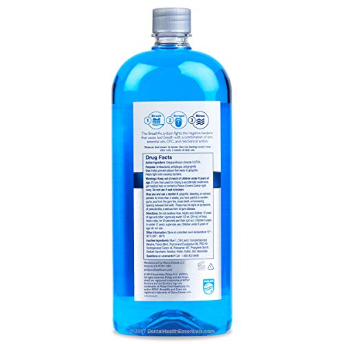 BreathRx Anti-Bacterial Mouth Rinse (33oz Bottle), Large Economy Size.