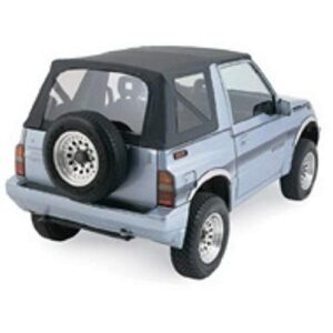 rampage factory replacement soft top | vinyl, black denim with clear windows | 98815 | fits 1995 – 1998 suzuki sidekick/geo tracker