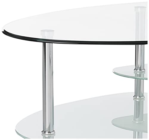 Walker Edison Modern Glass Coffee Table Living Room Accent Ottoman Storage Shelf, 37 Inch, Glass