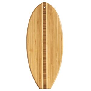 totally bamboo lil’ surfer surfboard shaped bamboo serving and cutting board, 14-1/2″ x 6″, brown