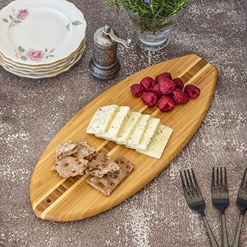 Totally Bamboo Lil' Surfer Surfboard Shaped Bamboo Serving and Cutting Board, 14-1/2" x 6", Brown