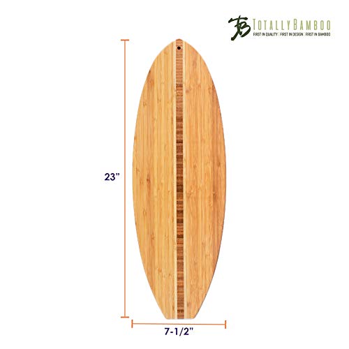 Totally Bamboo Surfboard Shaped Bamboo Wood Cutting Board and Charcuterie Serving Board, 23" x 7-1/2"