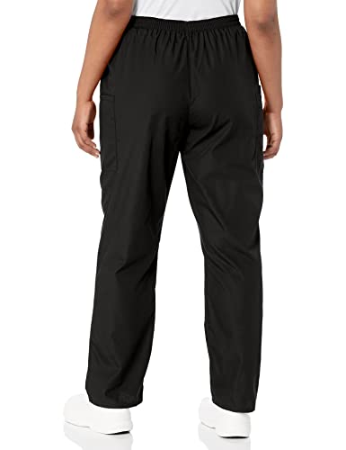 Cherokee Women's Workwear Elastic Waist Cargo Scrubs Pant, Black, Medium