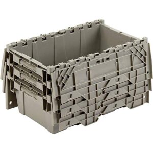 Global Industrial Distribution Container With Hinged Lid, 19-5/8x11-7/8x7, Gray