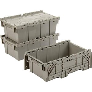 Global Industrial Distribution Container With Hinged Lid, 19-5/8x11-7/8x7, Gray