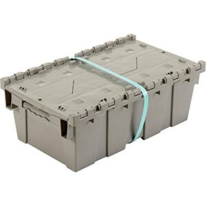 Global Industrial Distribution Container With Hinged Lid, 19-5/8x11-7/8x7, Gray