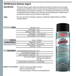 Sprayway SW958 Auto Glass Quick Release Agent, 14 oz