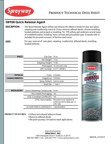 Sprayway SW958 Auto Glass Quick Release Agent, 14 oz