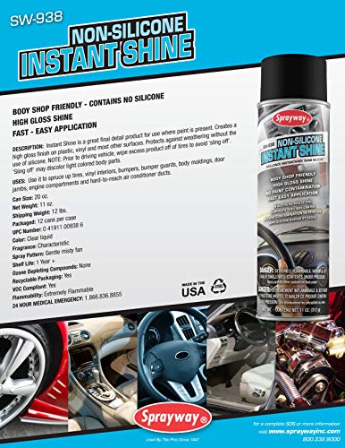 Sprayway SW938 Auto Care Non-Silicone Instant Shine, 11 oz