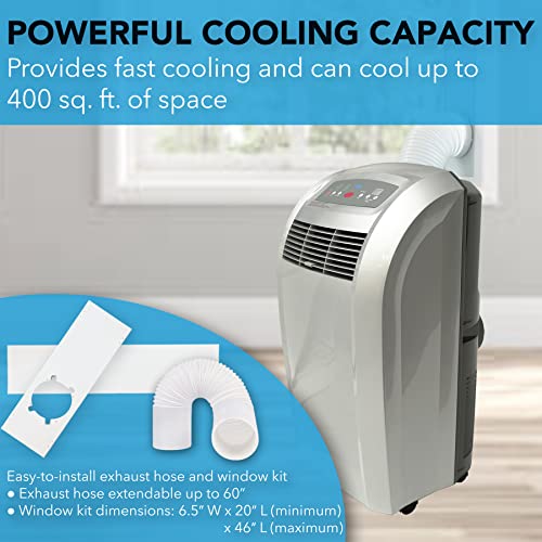 Whynter ARC-12S 12,000 BTU Portable Air Conditioner with Dehumidifier and Fan, Includes Activated Carbon Filter and Storage Bag, Platinum, 400 Sq Ft