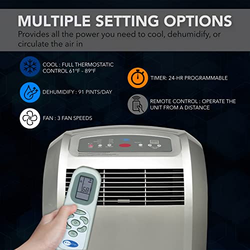 Whynter ARC-12S 12,000 BTU Portable Air Conditioner with Dehumidifier and Fan, Includes Activated Carbon Filter and Storage Bag, Platinum, 400 Sq Ft