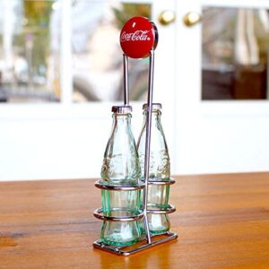 TableCraft Coca-Cola Salt and Pepper Shaker Set with Chrome Plated Metal Rack, Coca-Cola Salt and Pepper Shaker Set