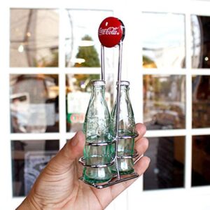 TableCraft Coca-Cola Salt and Pepper Shaker Set with Chrome Plated Metal Rack, Coca-Cola Salt and Pepper Shaker Set