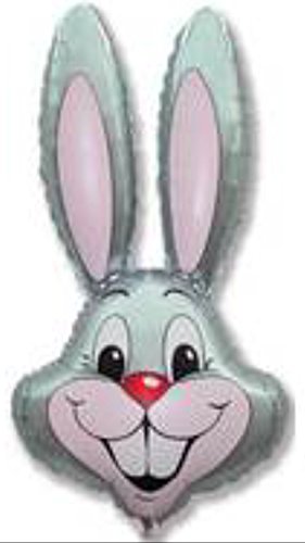 39" Flexmetal Grey Rabbit Head Easter Party Decoration Supply Mylar Foil Helium Balloon