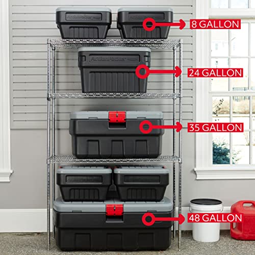 Rubbermaid ActionPacker Lockable Storage Box, 35 Gal, Grey and Black, Outdoor, Industrial, Rugged