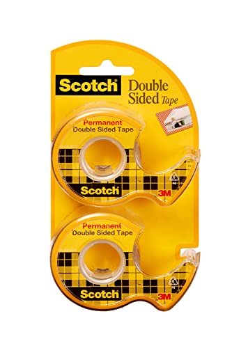 Scotch Double Sided Tape, Permanent, 1/2 in x 400 in, 2 Dispensers/Pack (137DM-2)