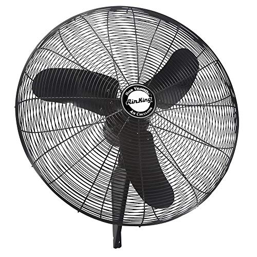 Air King 9075 30-Inch Industrial Grade Oscillating Wall Mount Fan, 1/3-Horsepower, Black Finish