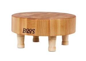 john boos block mcr1 round maple wood end grain chopping block with feet, 12 inches round x 3 inches