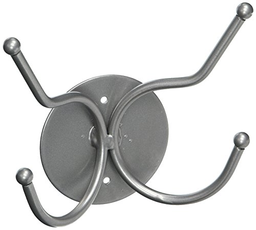 Buddy Products 2 Hook Coat Rack on Round Plate Frame, Steel with Enamel Finish, 2.5 x 7 x 7.25 Inches, Silver (93826-3)