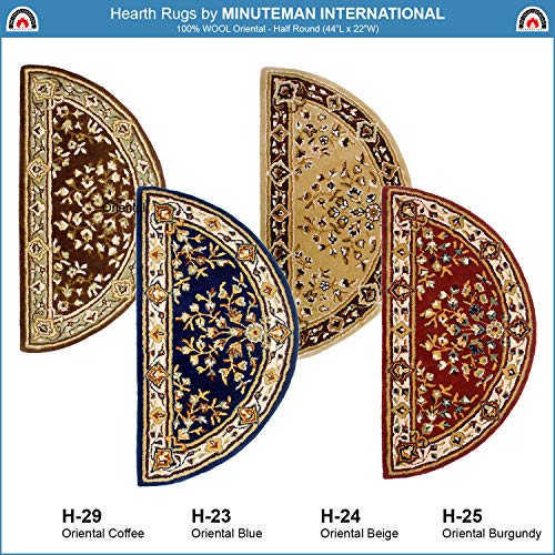 Minuteman International Burgundy Oriental Wool Hearth Rug, Half Round