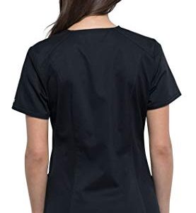 Cherokee Women Scrubs Top Workwear Revolution Round Neck Plus Size WW602, 5XL, Black