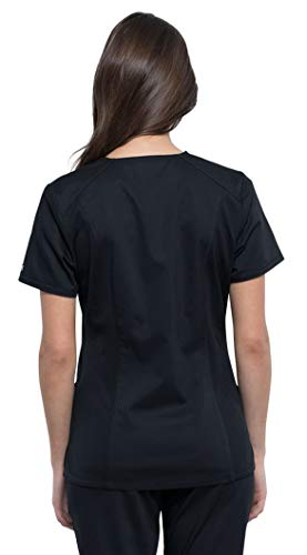 Cherokee Women Scrubs Top Workwear Revolution Round Neck Plus Size WW602, 5XL, Black