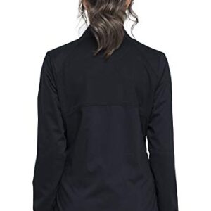 Cherokee Women Scrubs Jacket Workwear Revolution Zip Front High-Low WW301, M, Black