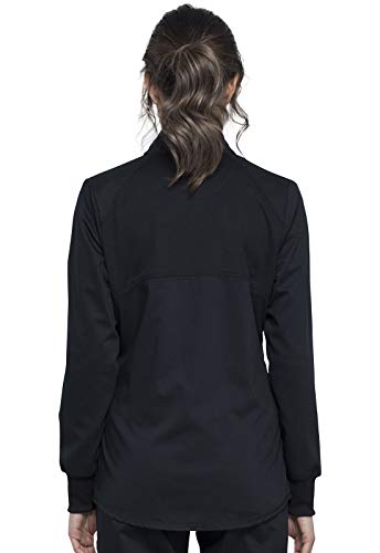 Cherokee Women Scrubs Jacket Workwear Revolution Zip Front High-Low WW301, M, Black