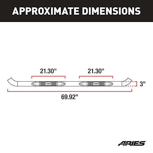 ARIES 204076 3-Inch Round Black Steel Nerf Bars, No-Drill, Select Hummer H3