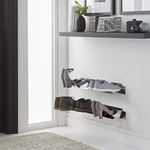 j-me Horizontal Shoe Rack – Wall Mounted Shoe Rack Organizer Keeps Shoes, Boots, Sneakers & Heels Off The Floor. A Modern Shoe Organizer For Your Entryway or Closet. (Stainless Steel - 28 inches)