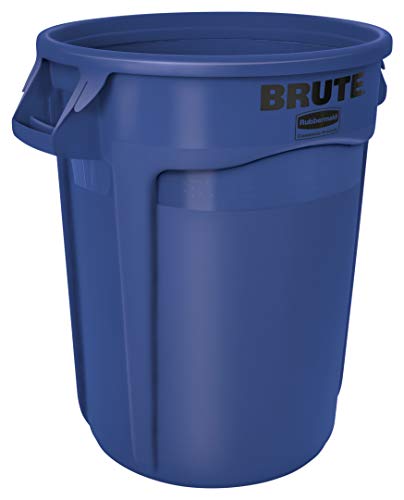 Rubbermaid Commercial Products FG263200BLUE BRUTE Heavy-Duty Round Trash/Garbage Can, 32-Gallon, Blue