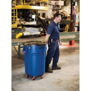 Rubbermaid Commercial Products FG263200BLUE BRUTE Heavy-Duty Round Trash/Garbage Can, 32-Gallon, Blue