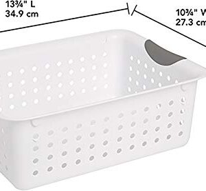 Sterilite Medium Ultra Basket Plastic Storage Bin Organizer - White