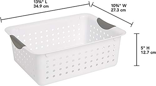 Sterilite Medium Ultra Basket Plastic Storage Bin Organizer - White