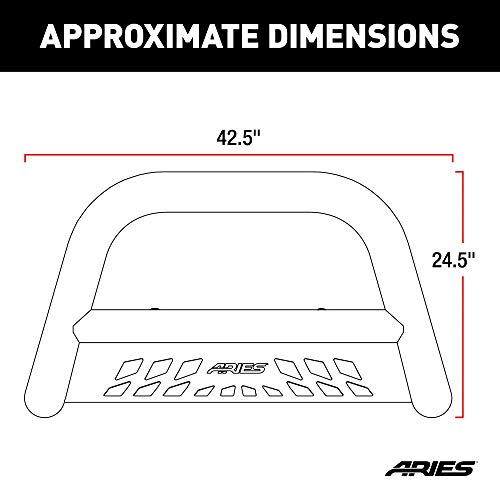 ARIES 35-3001 3-Inch Polished Stainless Steel Bull Bar, No-Drill, Select Ford Excursion, F-250, F-350 Super Duty