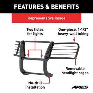 ARIES 9047 1-1/2-Inch Black Steel Grille Guard, No-Drill, Select Nissan Frontier, Pathfinder